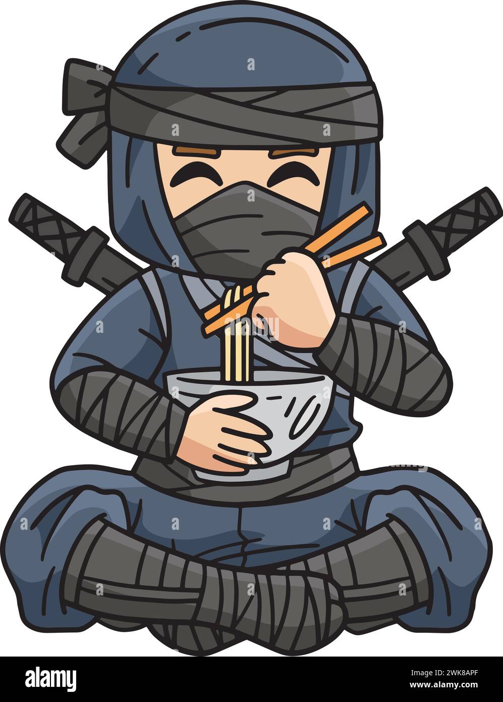 Ninja Eating Ramen Cartoon Colored Clipart Stock Vector Image & Art - Alamy