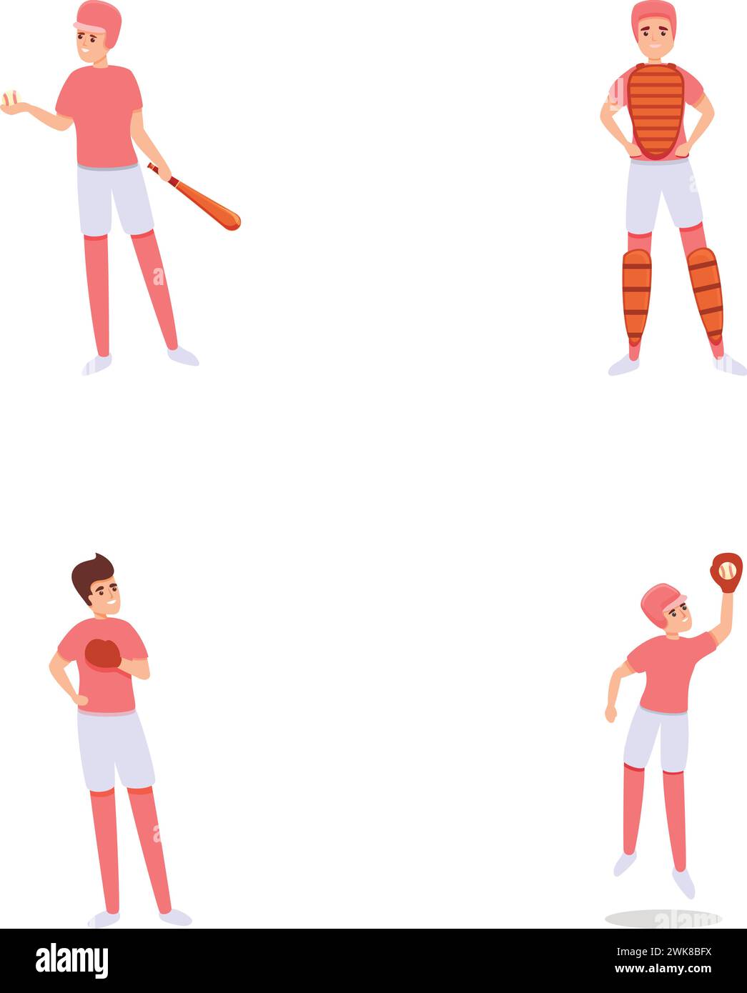 Baseball player icons set cartoon vector. Various action of baseball ...