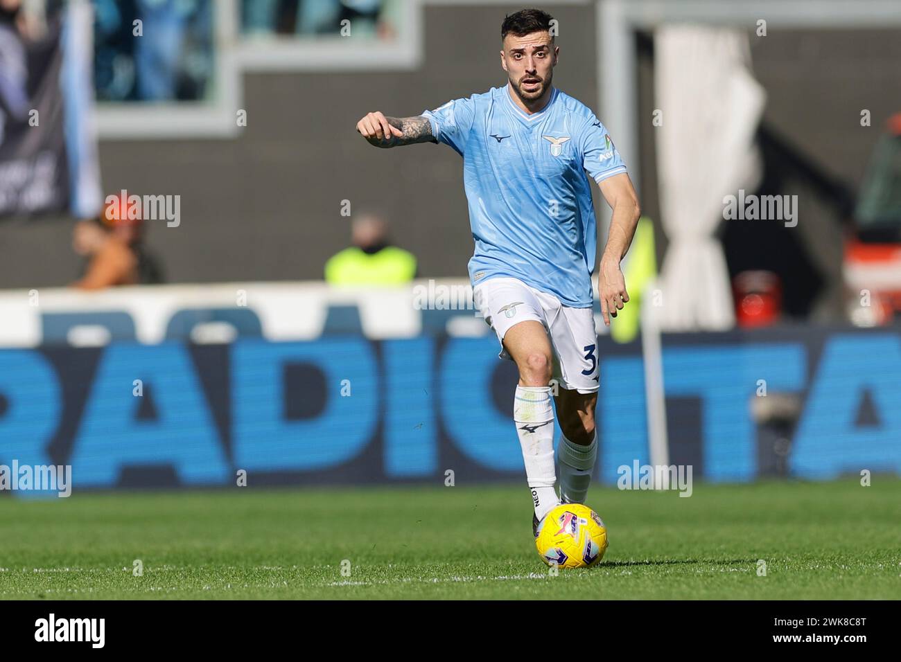 Lazio’s Spanish defender Mario Gila controls the ball during the Serie A football match SS Lazio ...