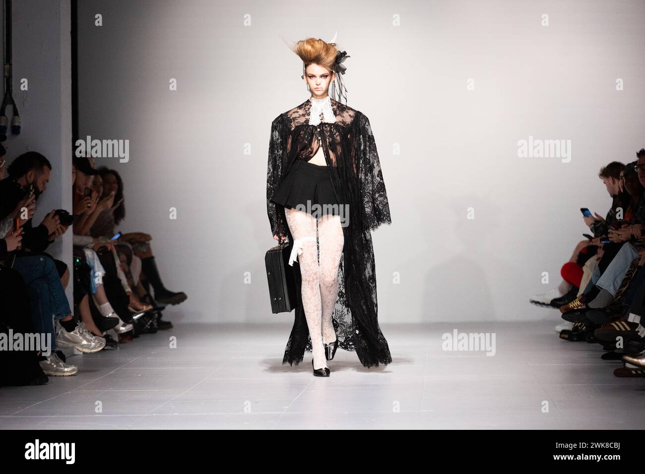 London, UK. February 19th, 2024. A model on the catwalk at the yuhan ...