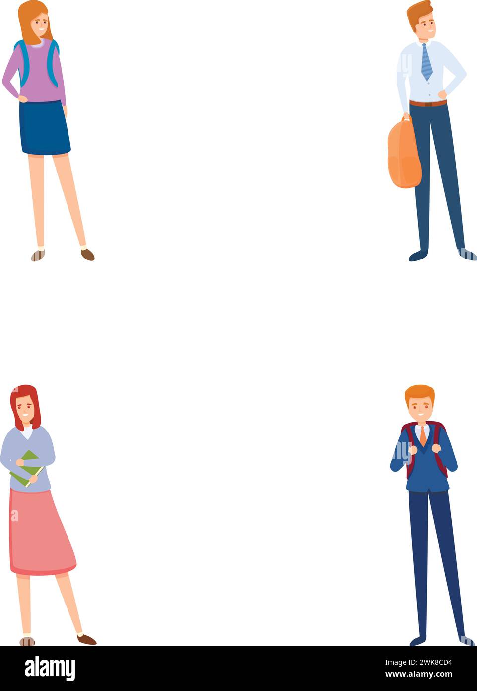 Pupil icons set cartoon vector. Children with backpack in school ...