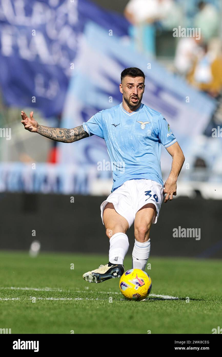 Lazio’s Spanish defender Mario Gila controls the ball during the Serie A football match SS Lazio ...