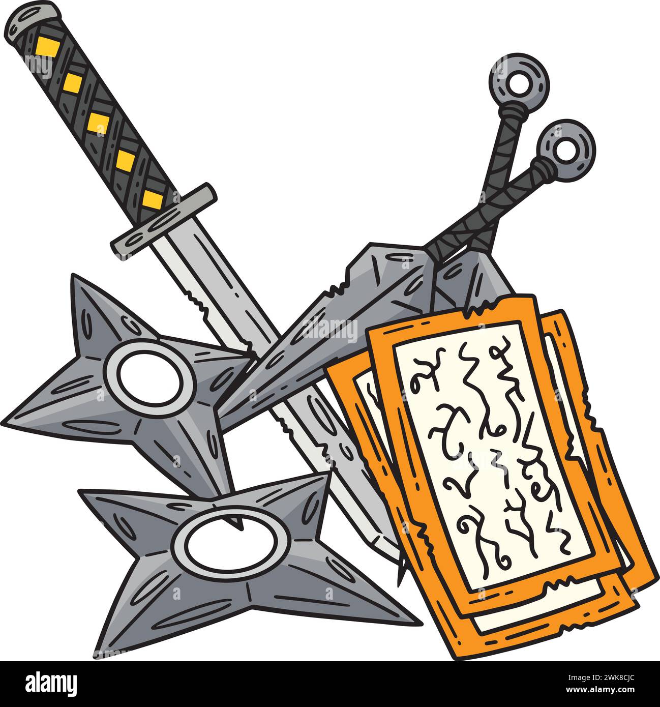 Ninja Tools Cartoon Colored Clipart Illustration Stock Vector Image ...