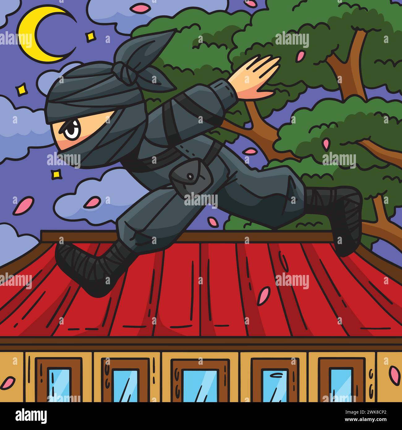 Ninja Running Colored Cartoon Illustration Stock Vector Image & Art - Alamy