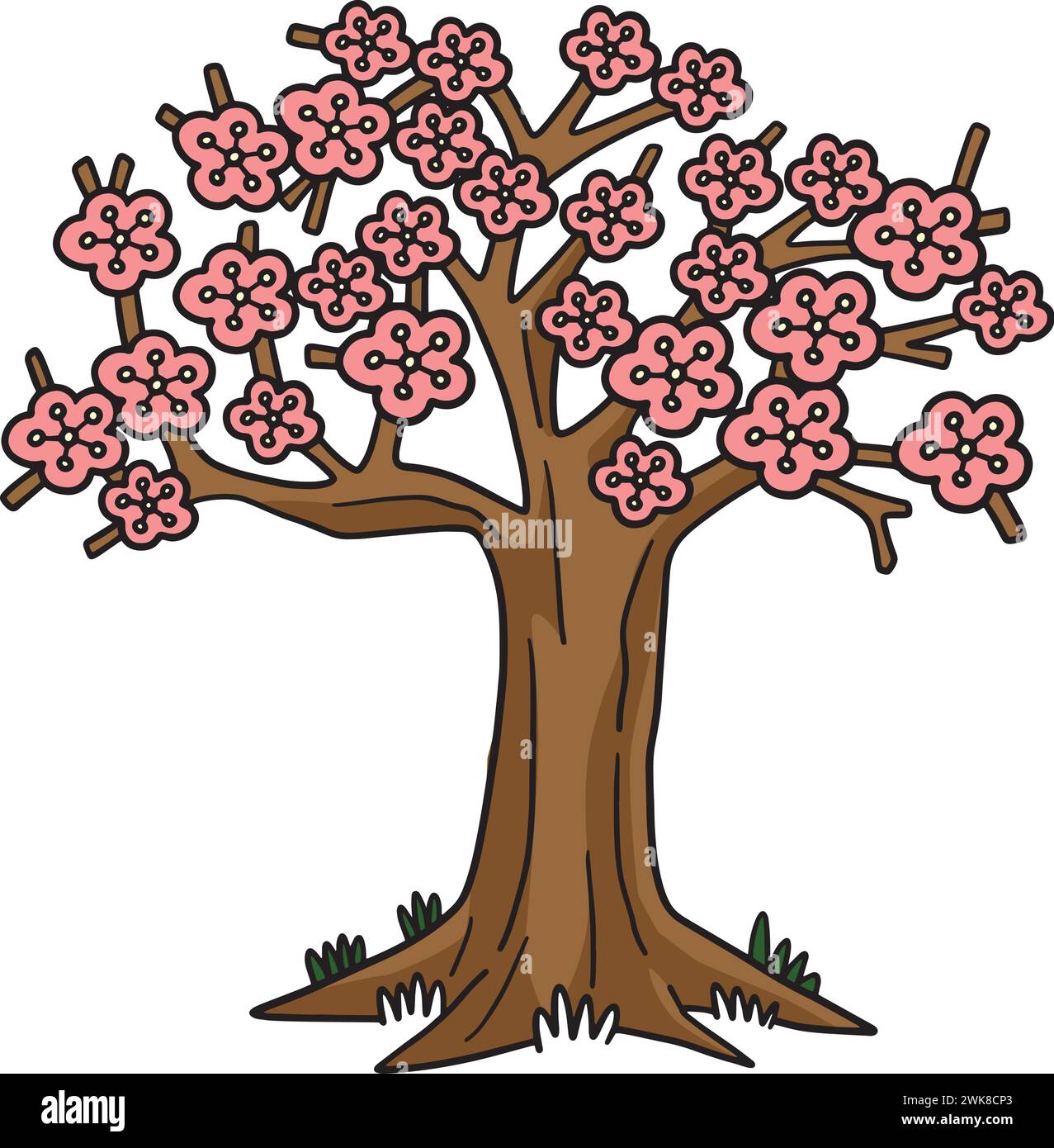 Sakura Tree Cartoon Colored Clipart Illustration Stock Vector Image ...