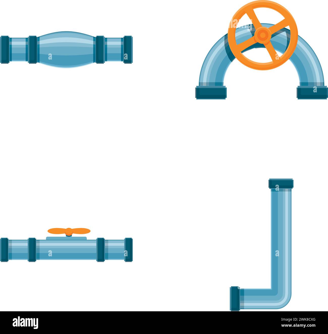 Pipe icons set cartoon vector pipeline part hi-res stock photography ...