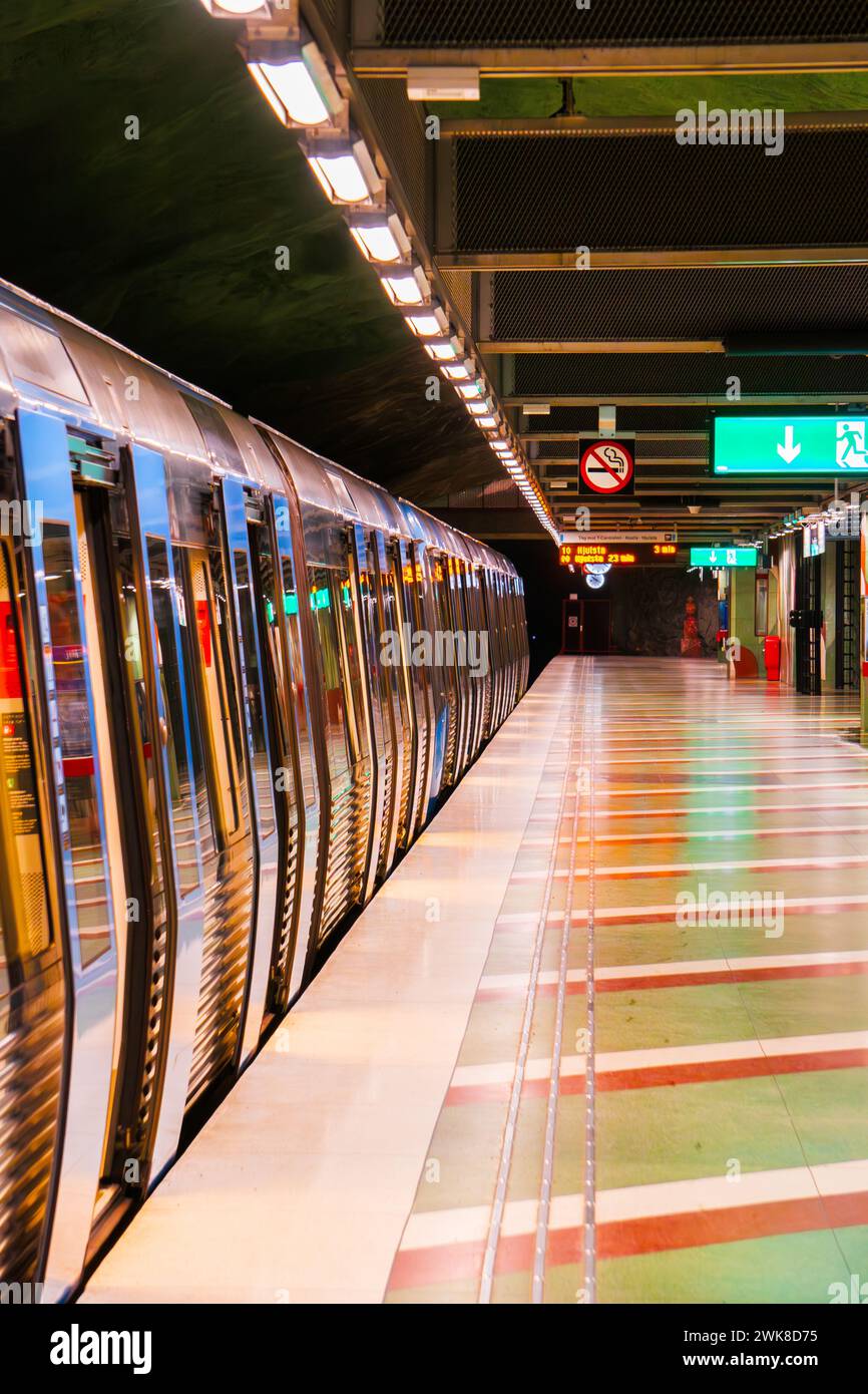 The subway, metro, underground line in Stockholm, Kungstradgarden stop ...