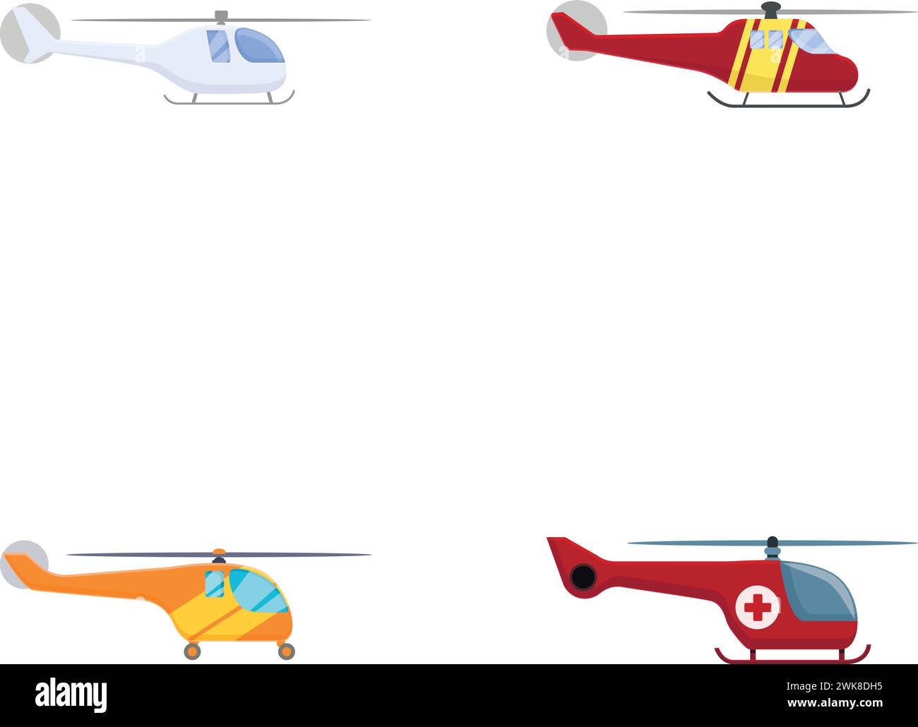 Helicopter icons set cartoon vector. Flying colorful chopper. Air ...