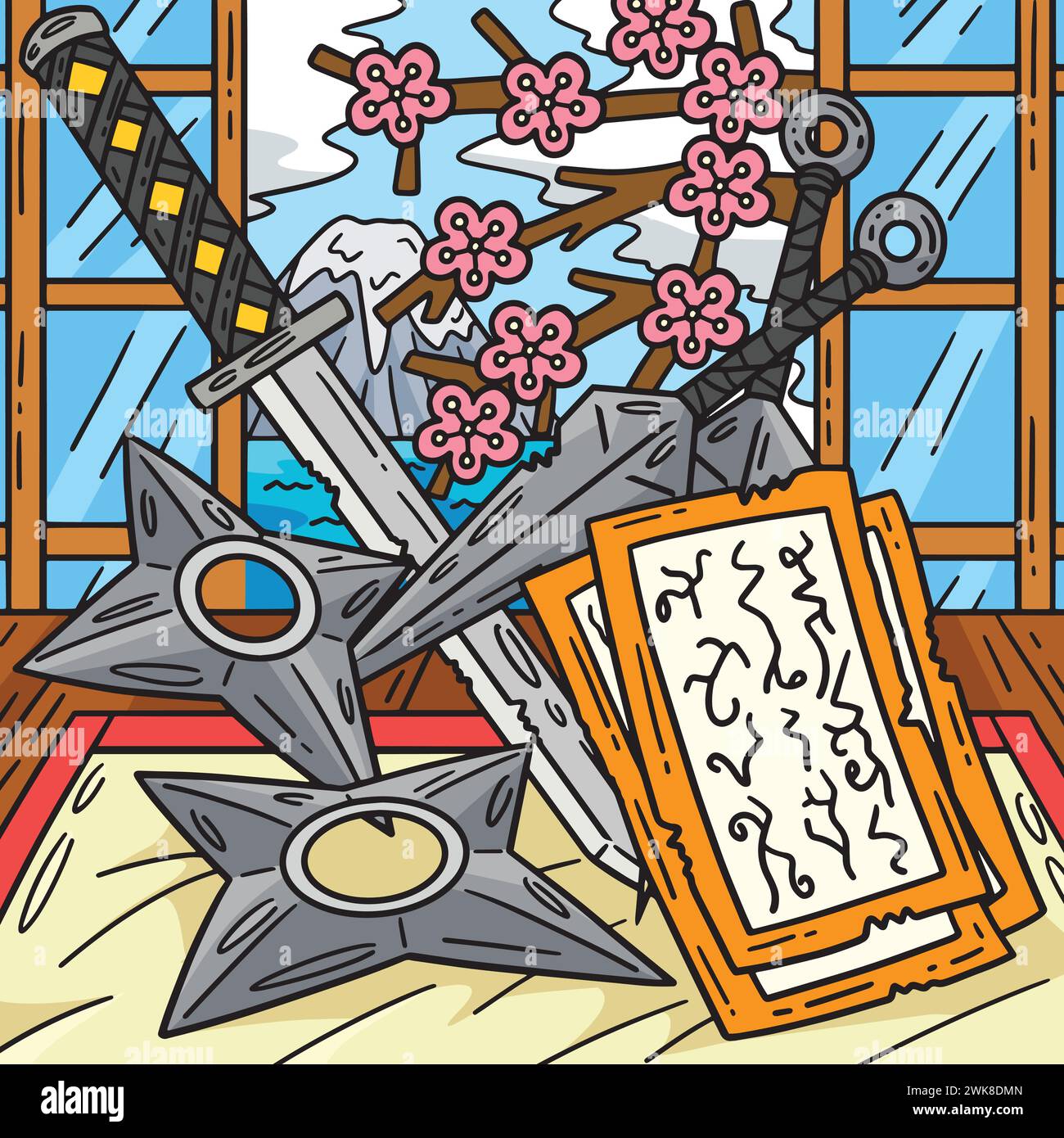 Ninja Tools Colored Cartoon Illustration Stock Vector Image & Art - Alamy