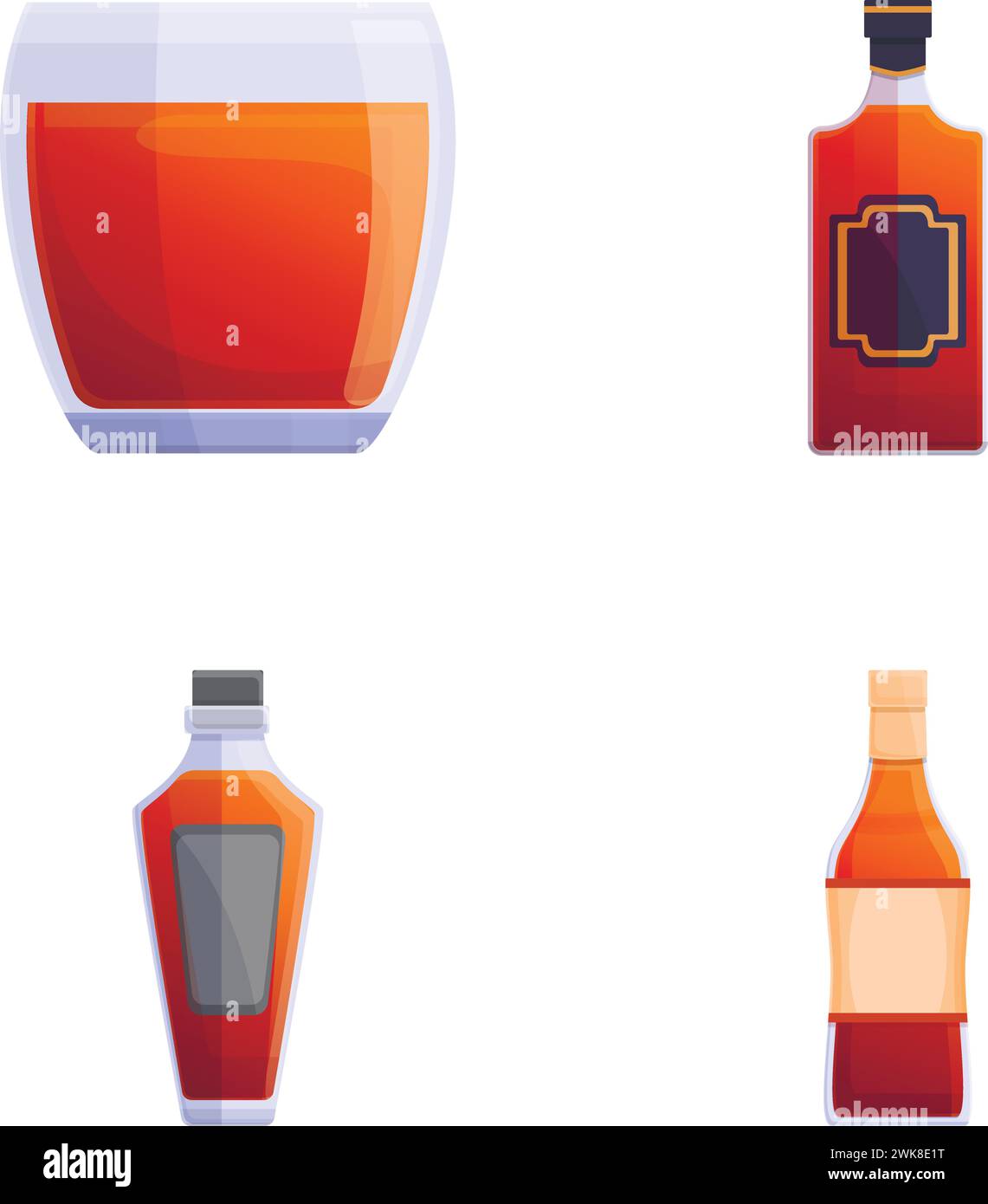 Whiskey icons set cartoon vector. Various alcoholic beverage. Time to ...