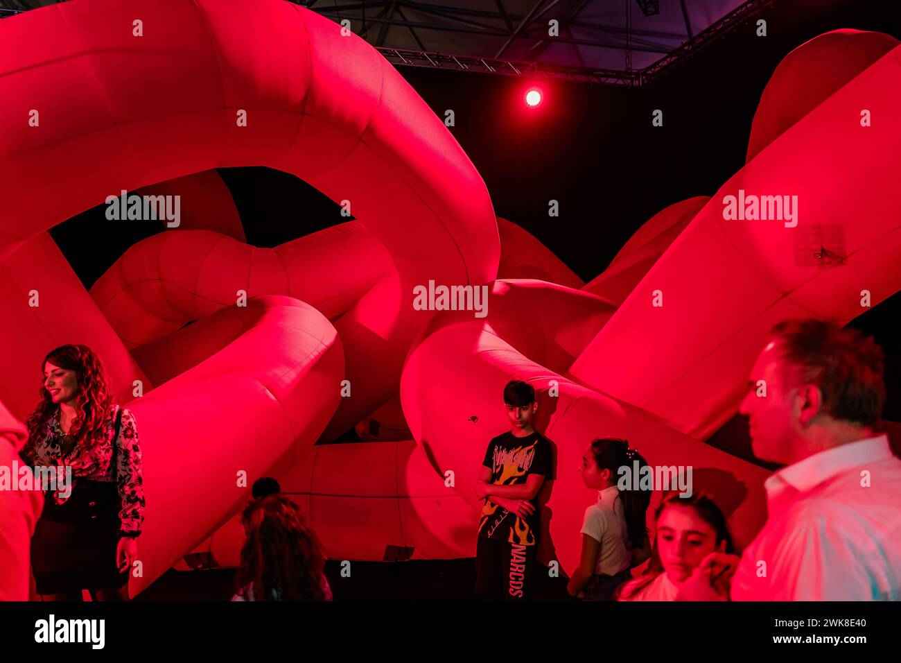 An installation is on display at the Balloon Museum in Naples, where ...