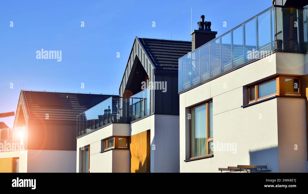 New single family houses in a new development area. Residential homes ...