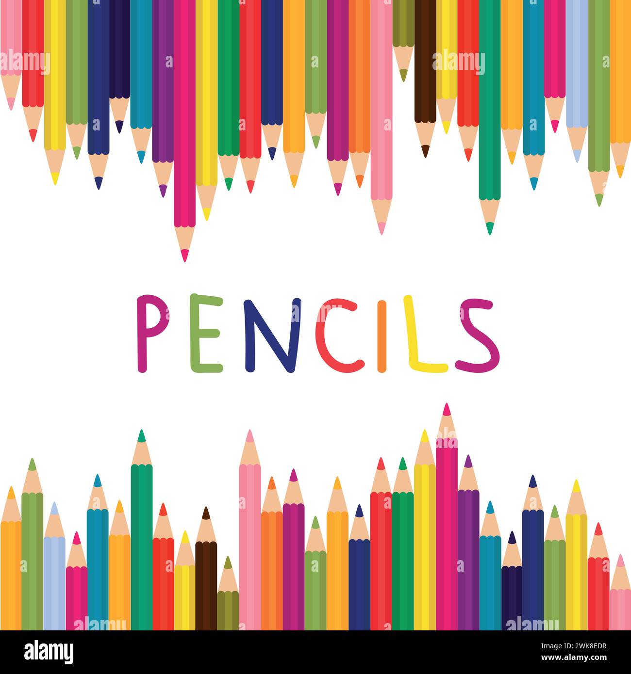 Colored pencils background. Colorful banner with pencils set. Vector ...