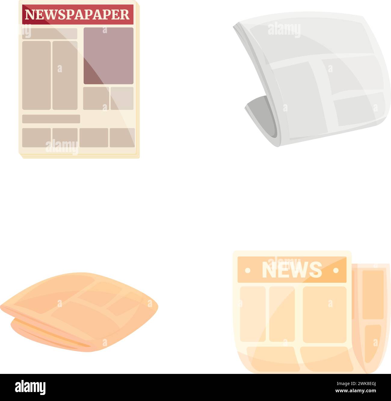 Newspaper icons set cartoon vector. Newspaper with various heading ...