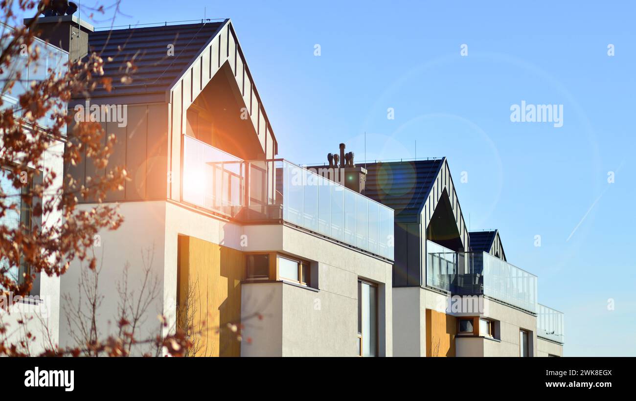 New single family houses in a new development area. Residential homes ...