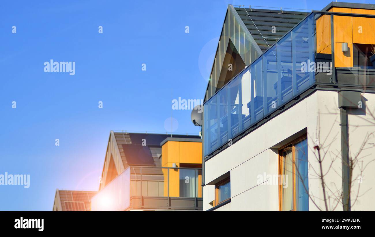 New single family houses in a new development area. Residential homes ...