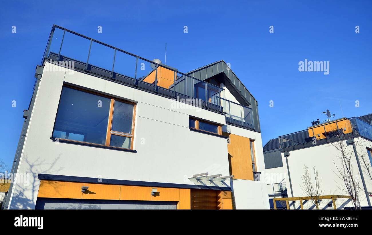 New single family houses in a new development area. Residential homes ...