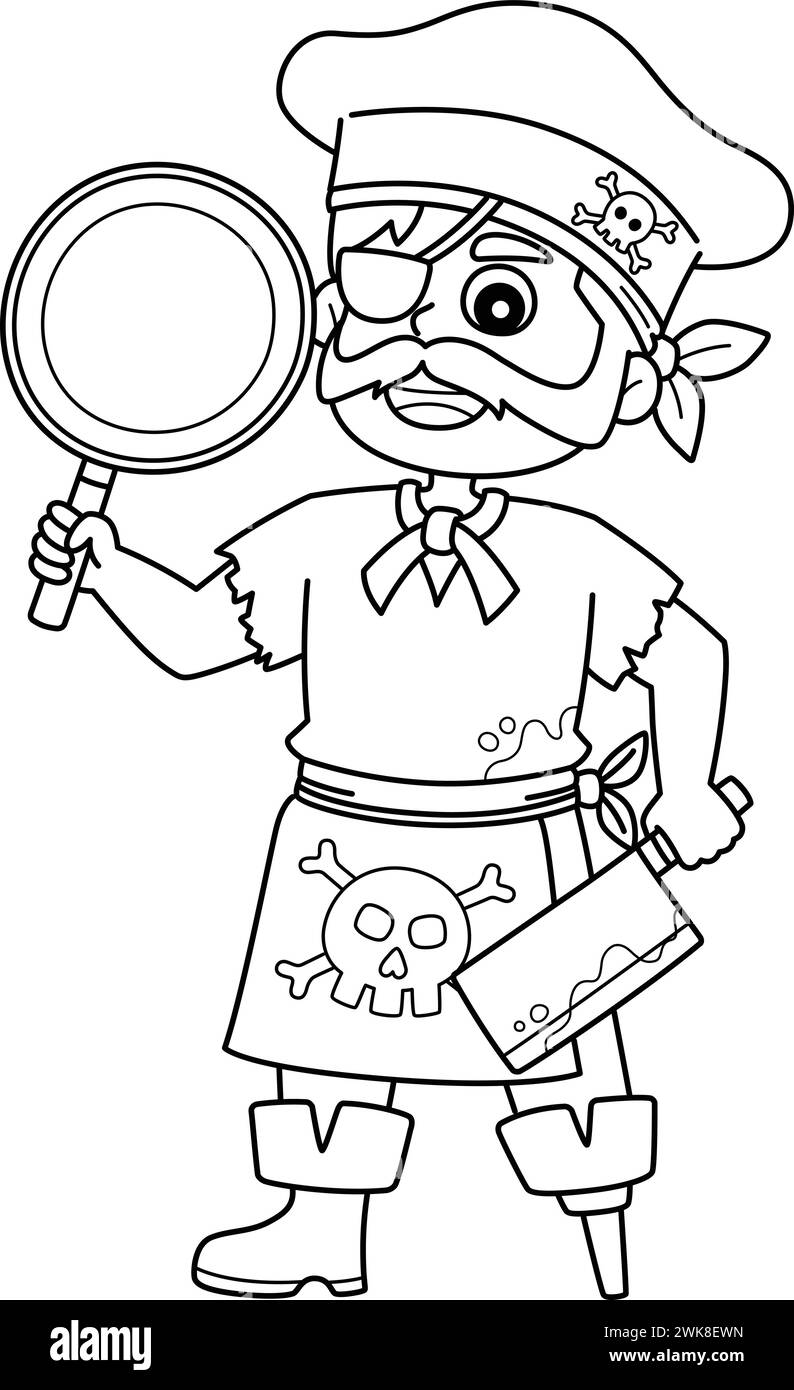 Pirate Cook Isolated Coloring Page for Kids Stock Vector Image & Art ...