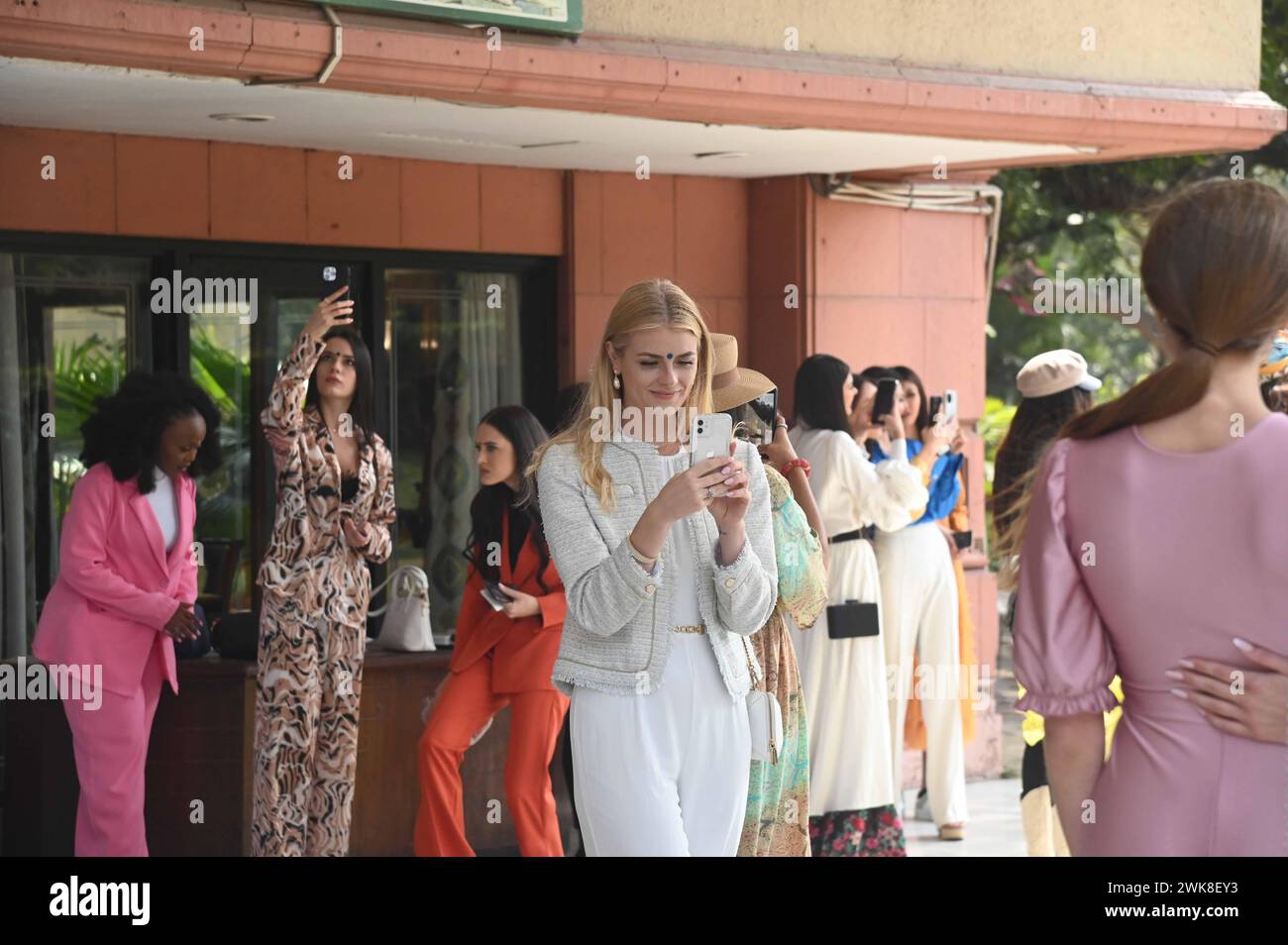 Delhi, New Delhi, INDIA. 19th Feb, 2024. 120 Miss World poses for ...