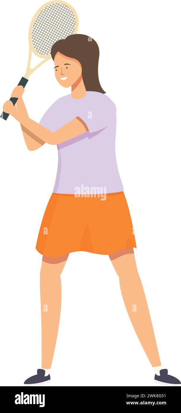 Coach tennis player icon cartoon vector. Female serve ball. Sport speed ...