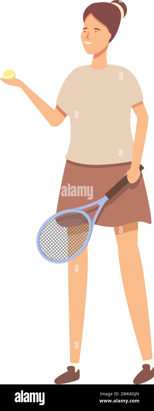 Woman serve ball icon cartoon vector. Tennis player. Court game Stock ...