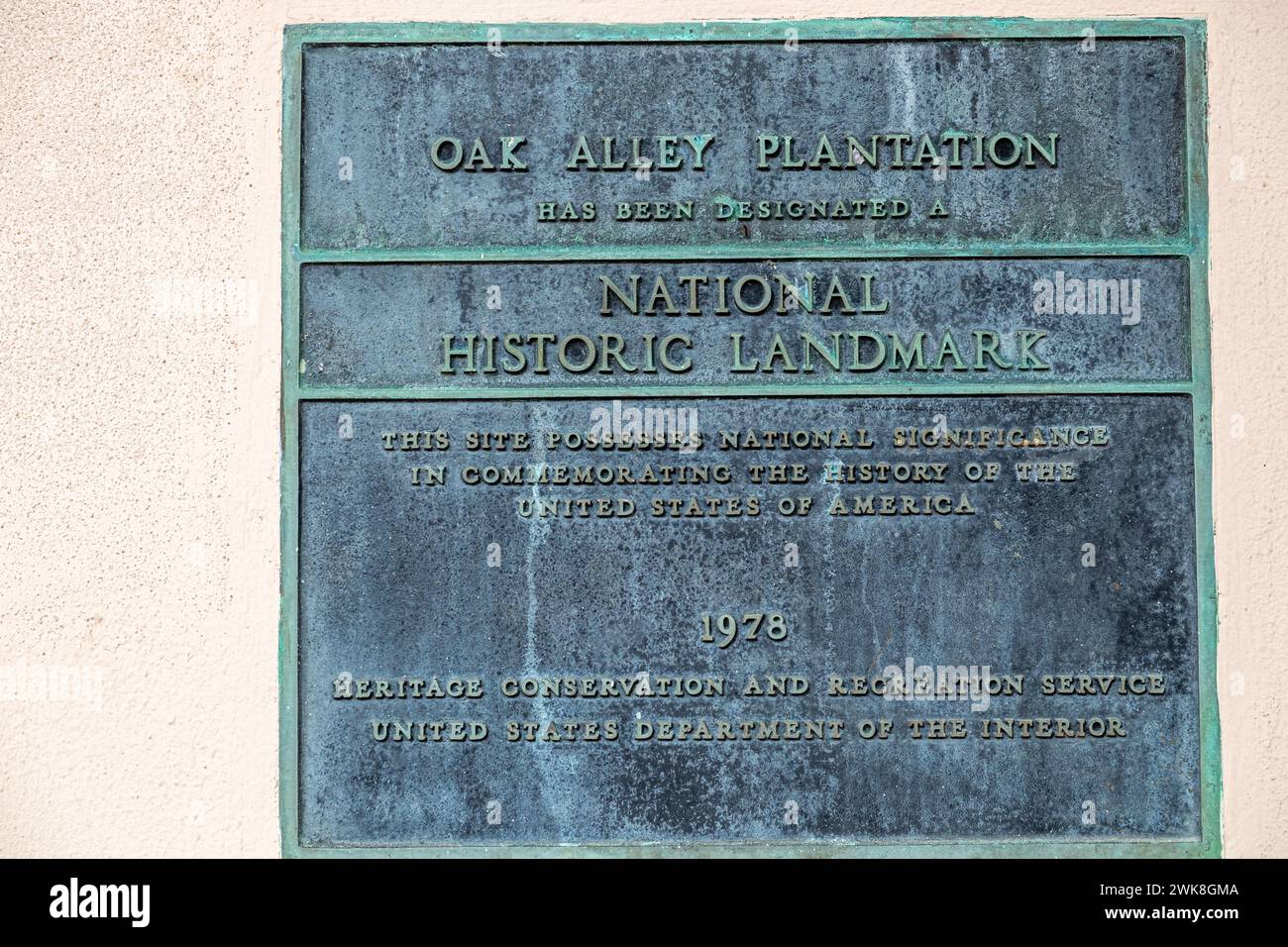 Vacherie, USA - October 27, 2023: explanation sign at oak alley ...