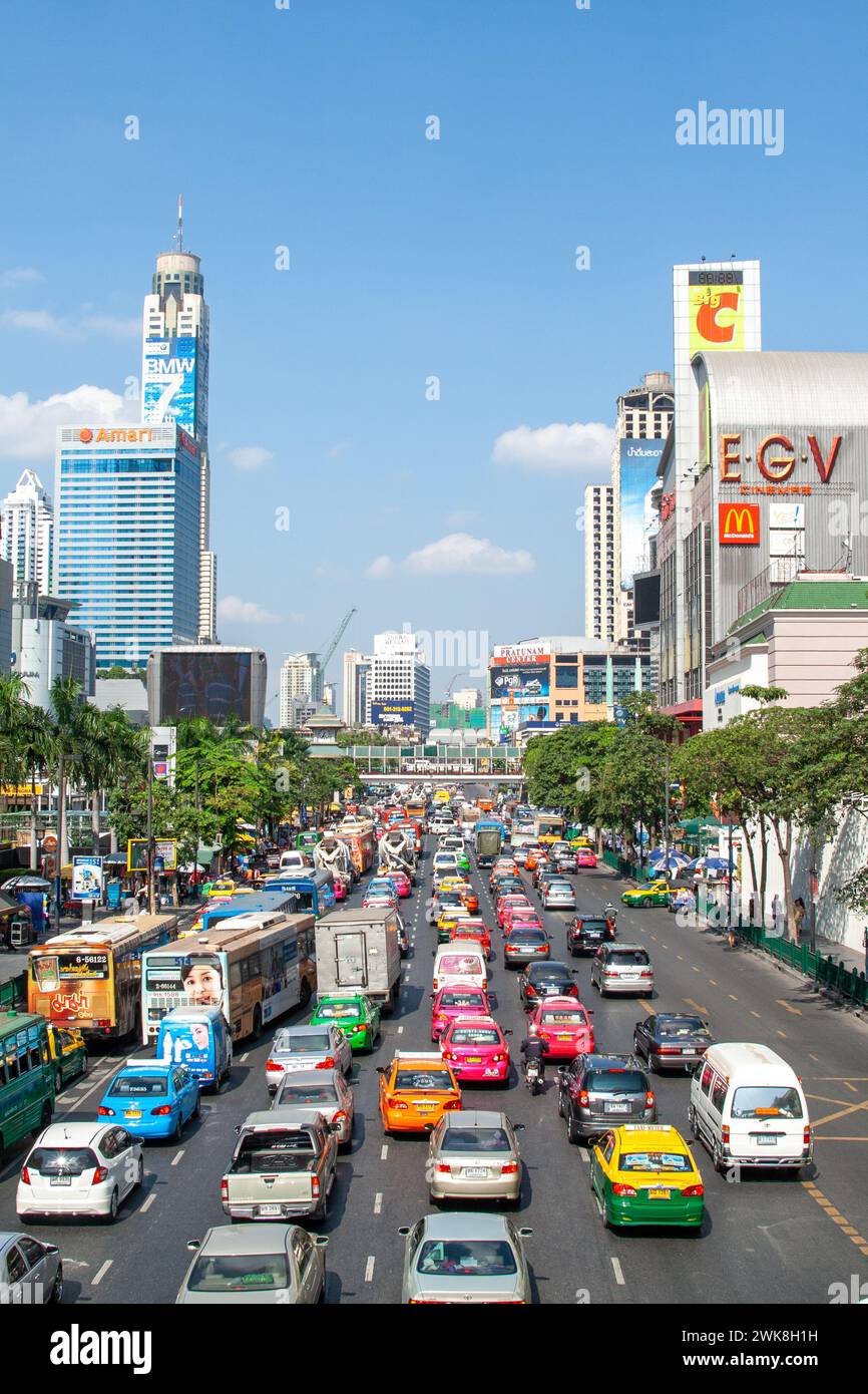 Bangkok, Thailand - December 22, 2009: main road in Bangkok in ...