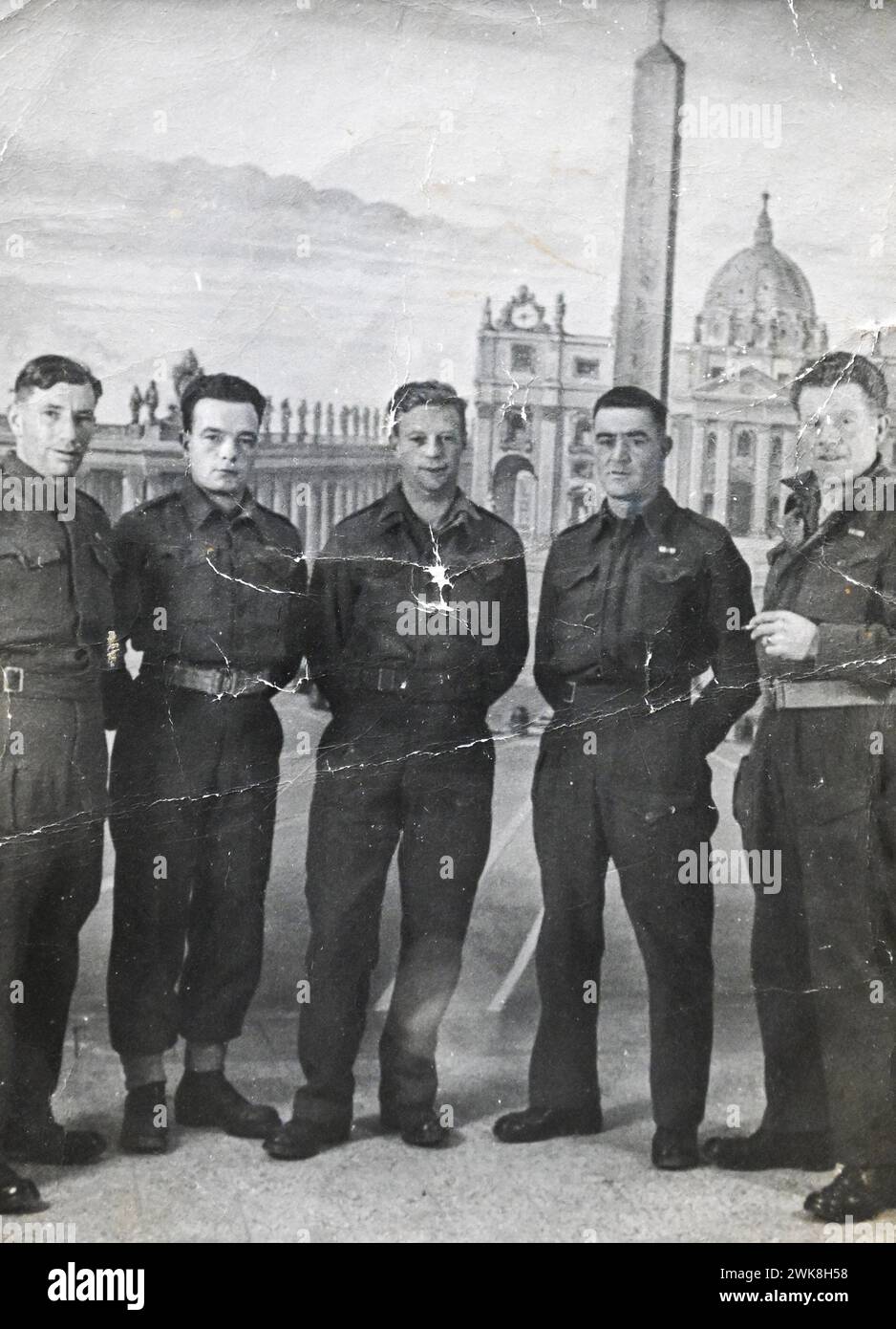 World War Two soldiers posing for a photograph while on holiday in Rome ...