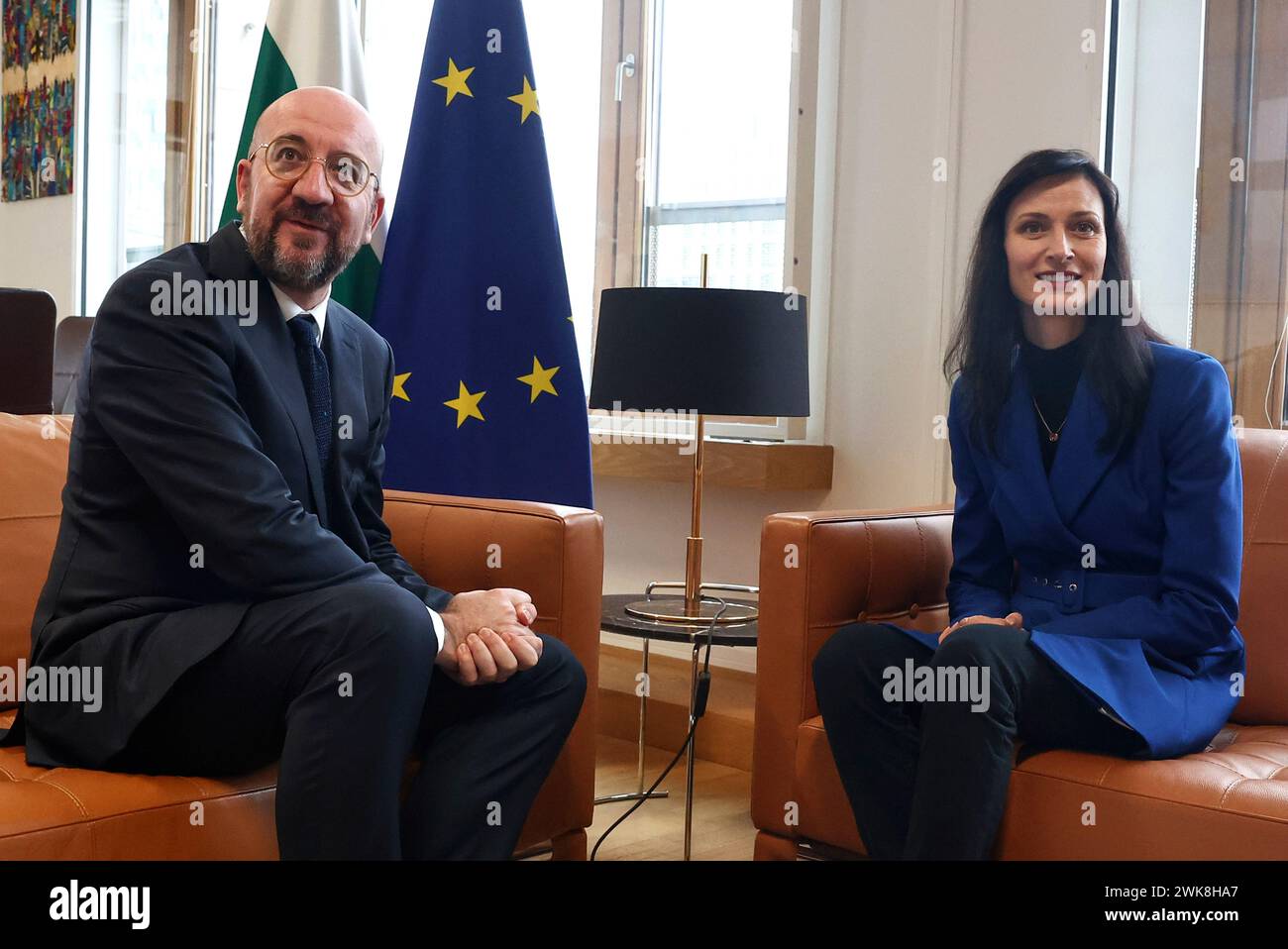 Bulgaria's Foreign Minister Mariya Gabriel, right, meets with European ...