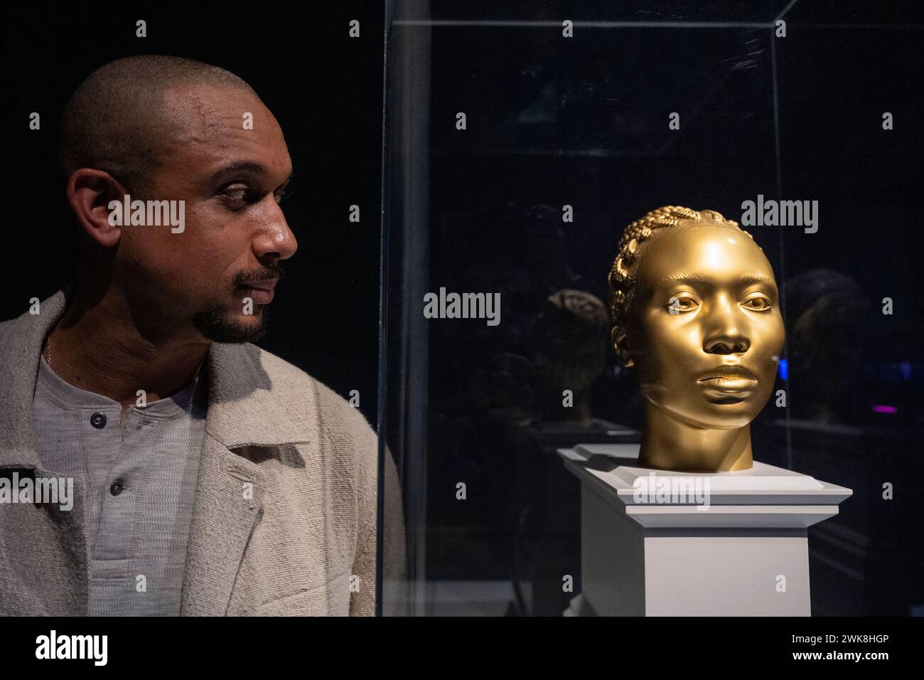 London, UK. 19 February 2024. Artist Thomas J Price with his work ...