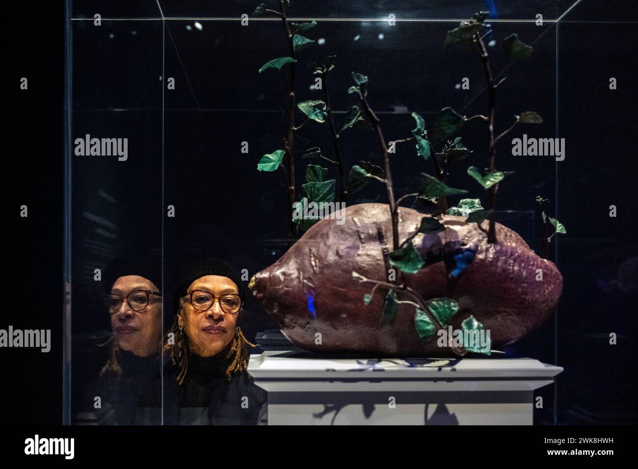 London, UK. 19 February 2024. Artist Veronica Ryan with her work 'Sweet ...