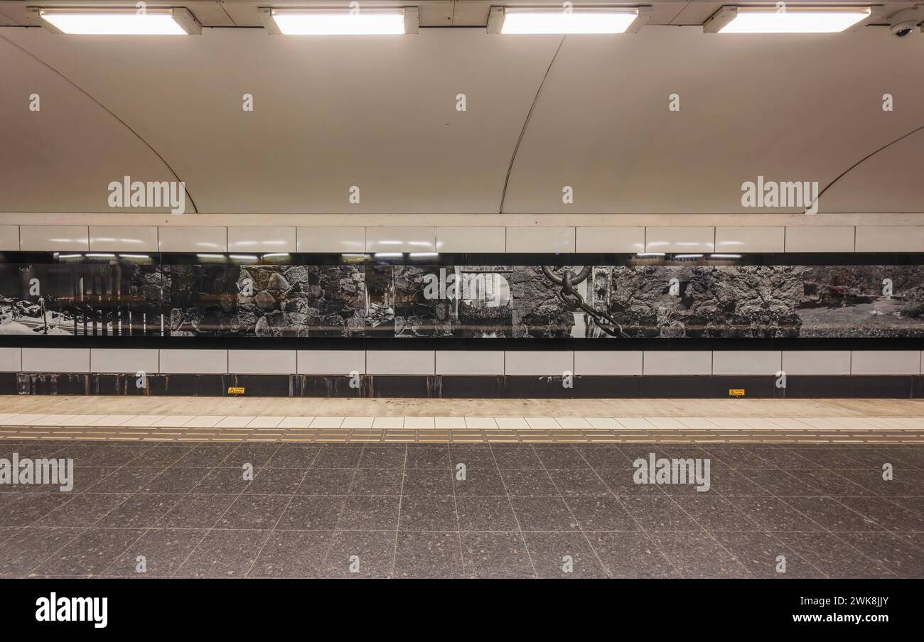 Karlaplan metro, subway station on red line in Stockholm Tunnelbana in ...