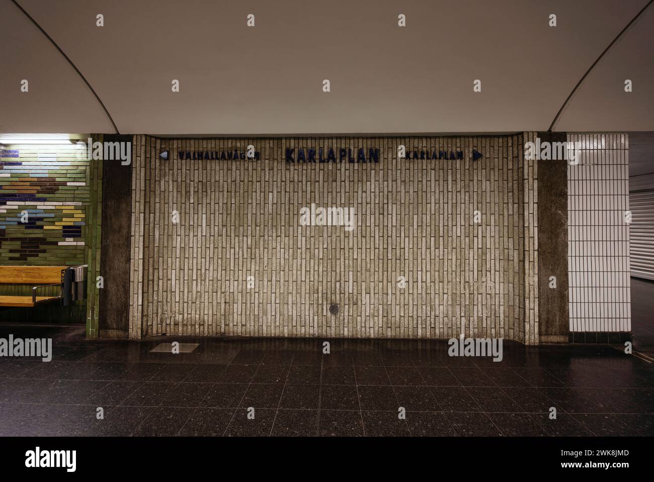 Karlaplan metro, subway station on red line in Stockholm Tunnelbana in ...