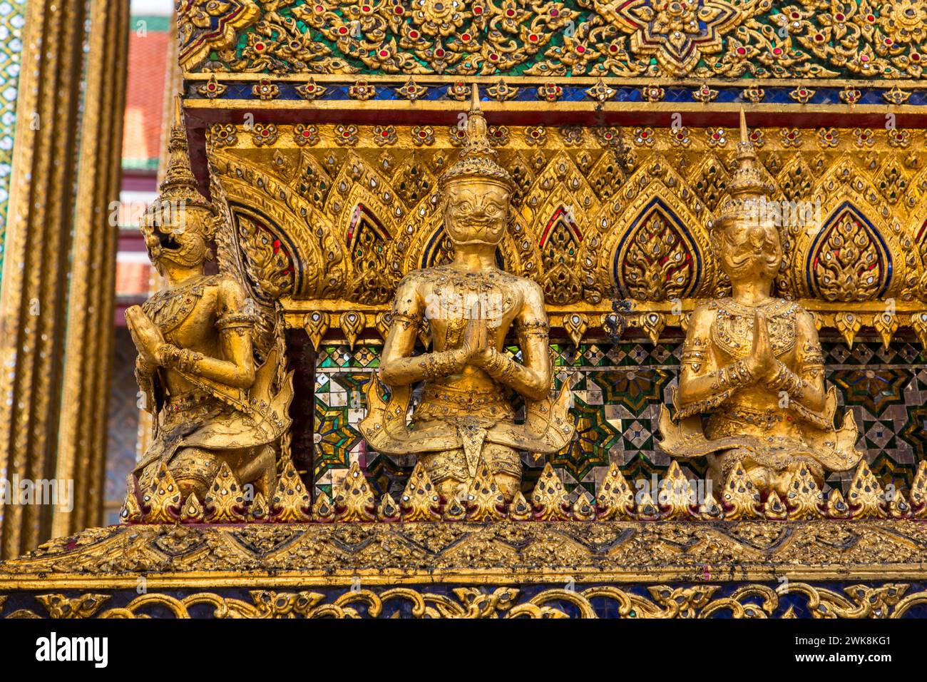 Small yaksha guardian statues on the Phra Mondhop in the Grand Palace ...