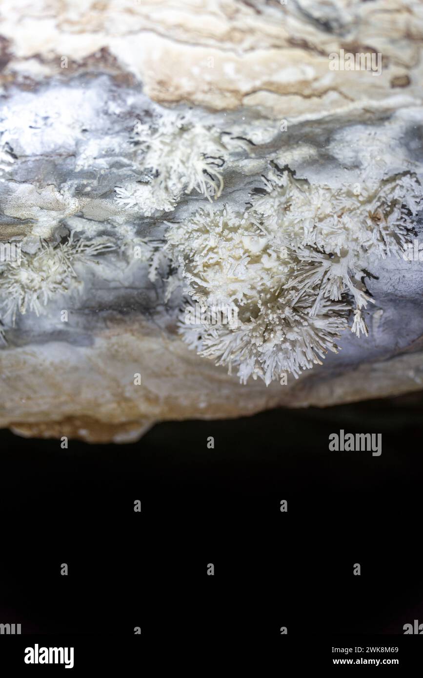 Stunning Crystal Formations in an Underground Cave Setting Stock Photo ...