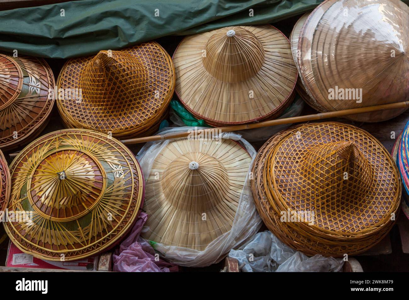 Traditional Thai hats for sale in the Damnoen Saduak Floating Market in ...