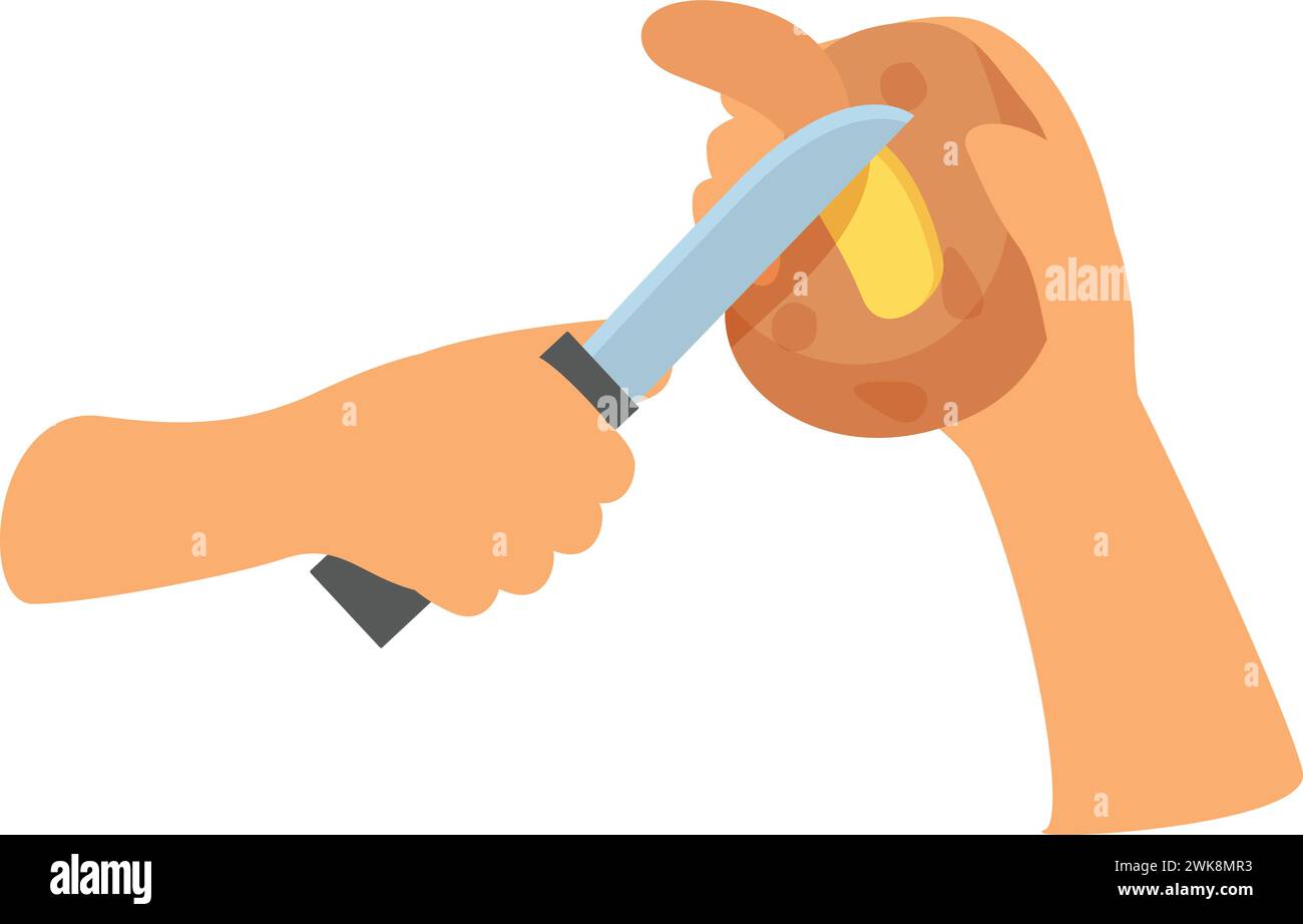 Handle cutting potato icon cartoon vector. Kitchen cooking. Chef cut ...