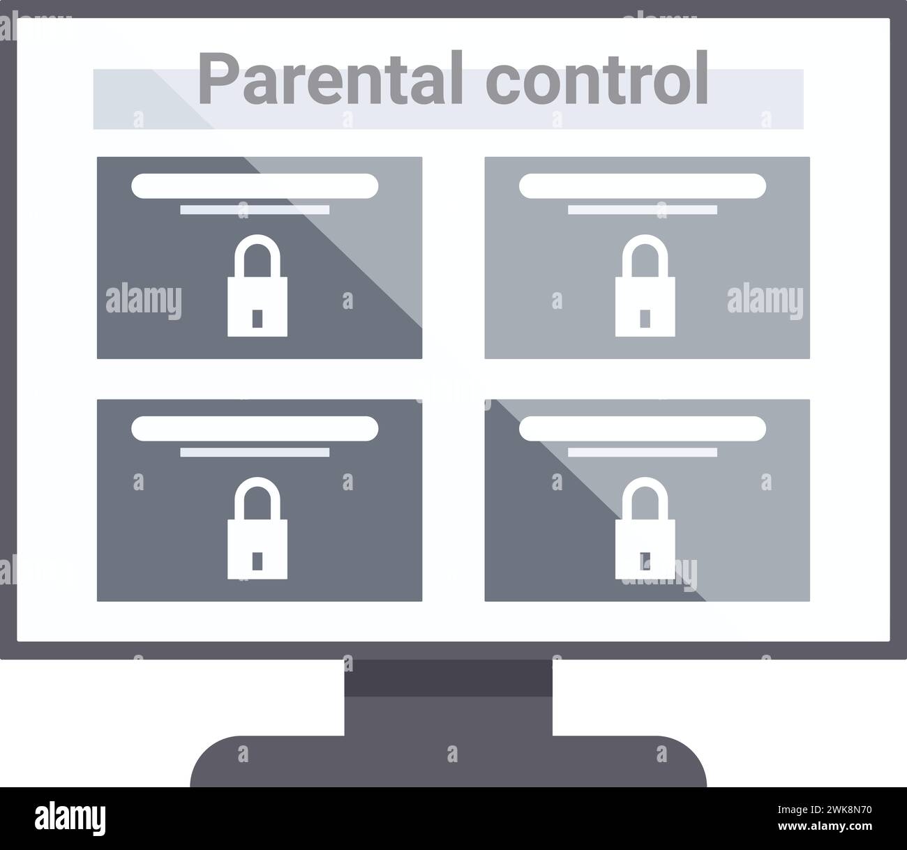 Online control monitor icon cartoon vector. Parental child. Cyber ...