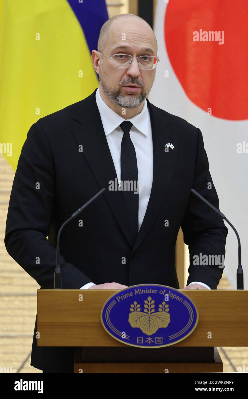 Ukrainian Prime Minister Denys Anatoliiovych Shmyhal attends a press ...