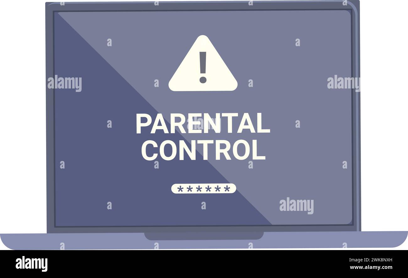Attention parental control icon cartoon vector. Cyber block. Service ...