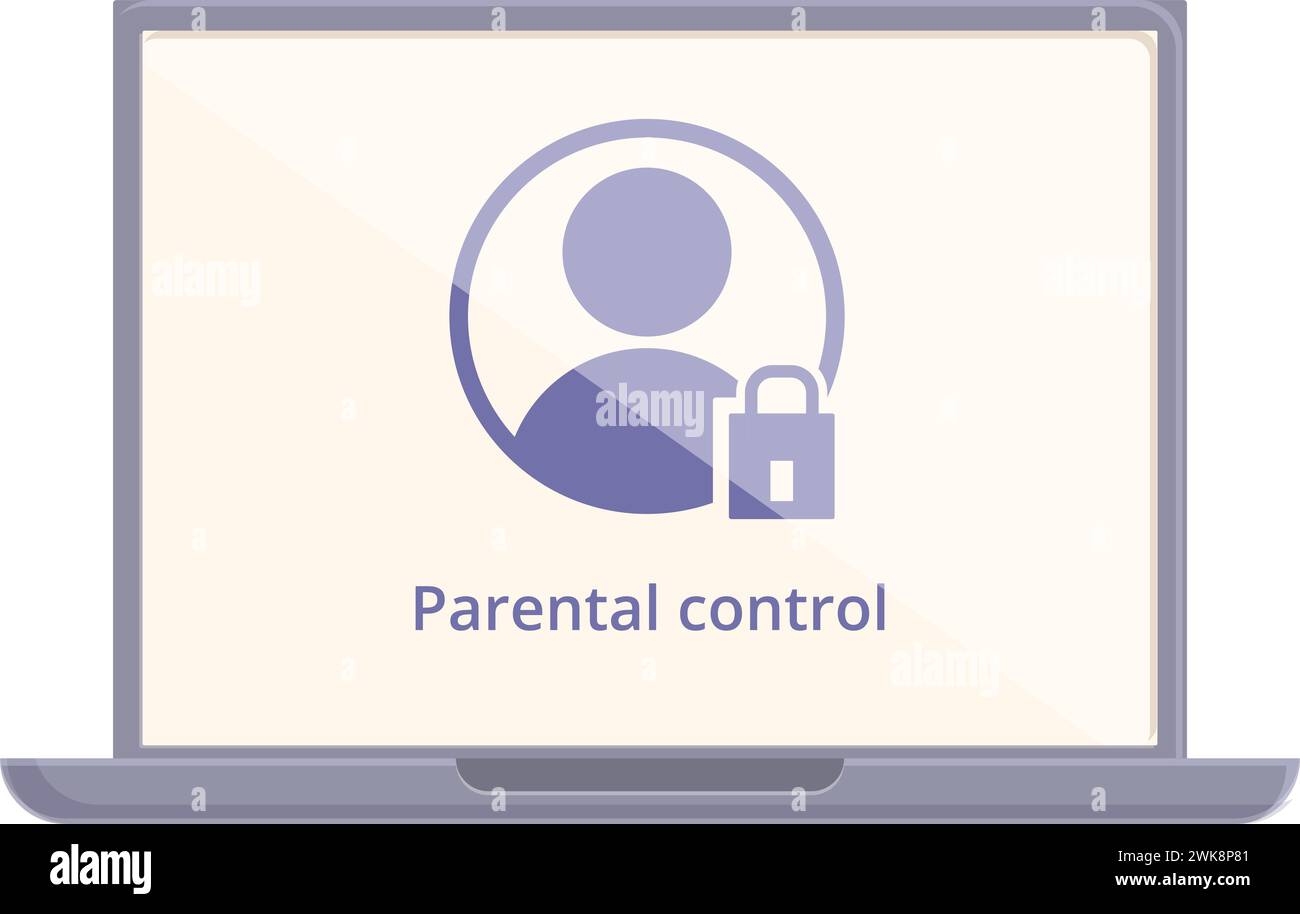 Laptop parental control icon cartoon vector. Digital block. Service ...