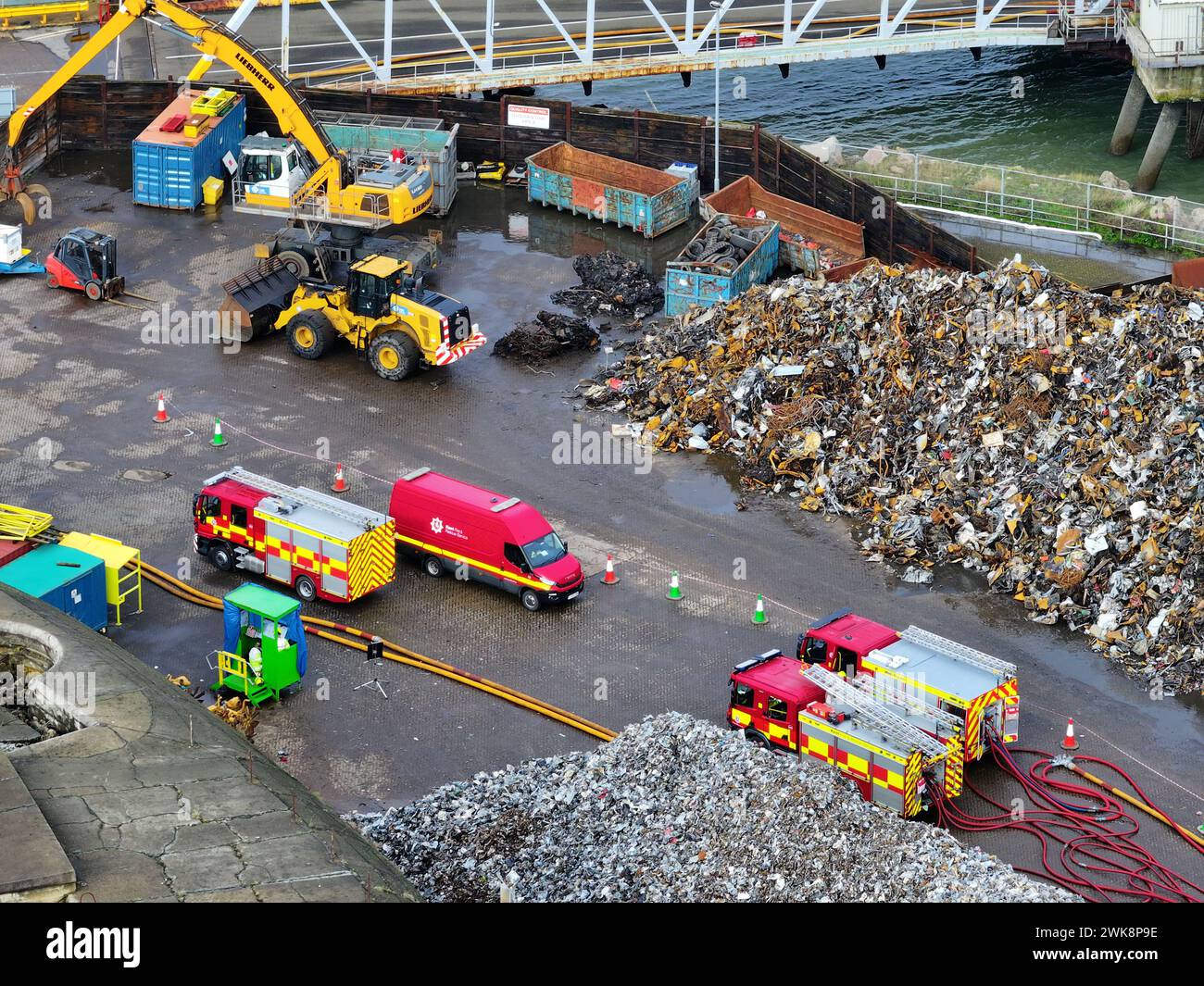 Sheerness, Kent, UK - 18 Feb 2024 Fire at recycling centre, the fire ...
