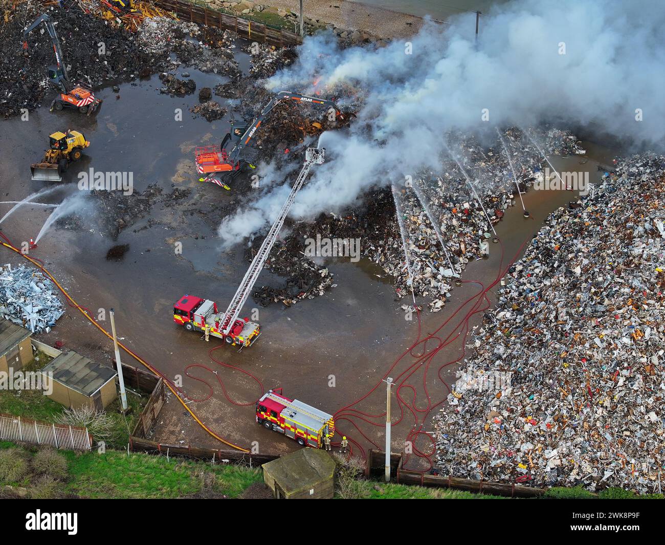 Sheerness, Kent, UK - 18 Feb 2024 Fire at recycling centre, the fire ...
