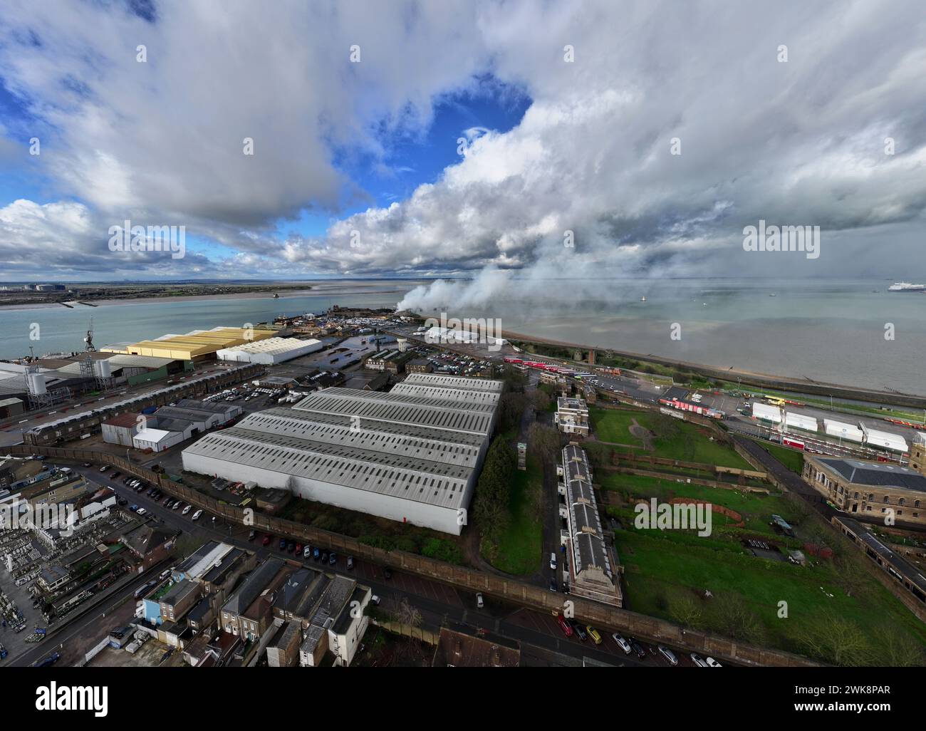 Sheerness, Kent, UK - 18 Feb 2024 Fire at recycling centre, the fire ...