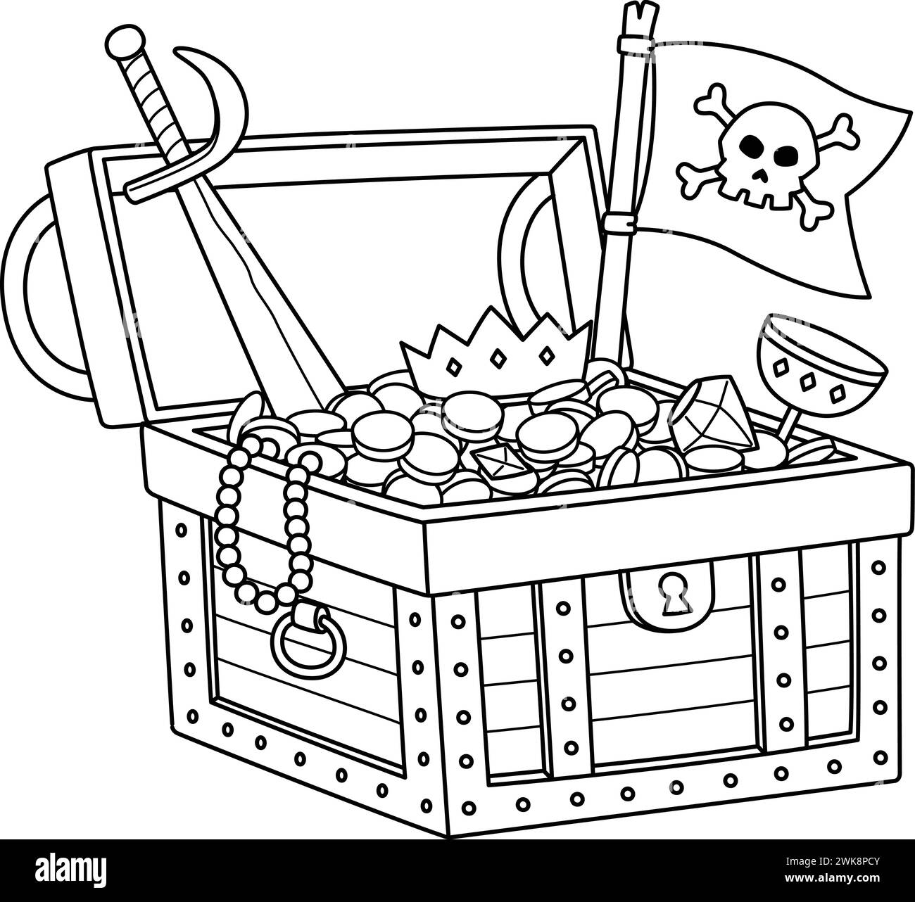 Pirate Treasure Black And White Clipart Clipart Kid
