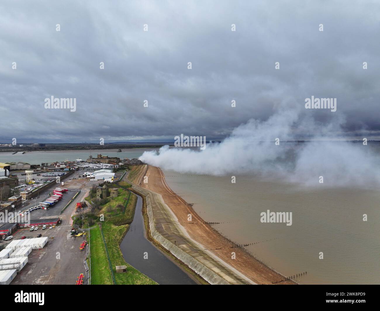 Sheerness, Kent, UK - 18 Feb 2024 Fire at recycling centre, the fire ...