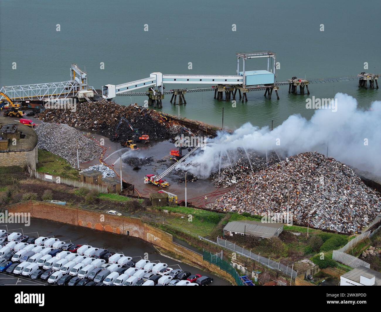 Sheerness, Kent, UK - 18 Feb 2024 Fire at recycling centre, the fire ...