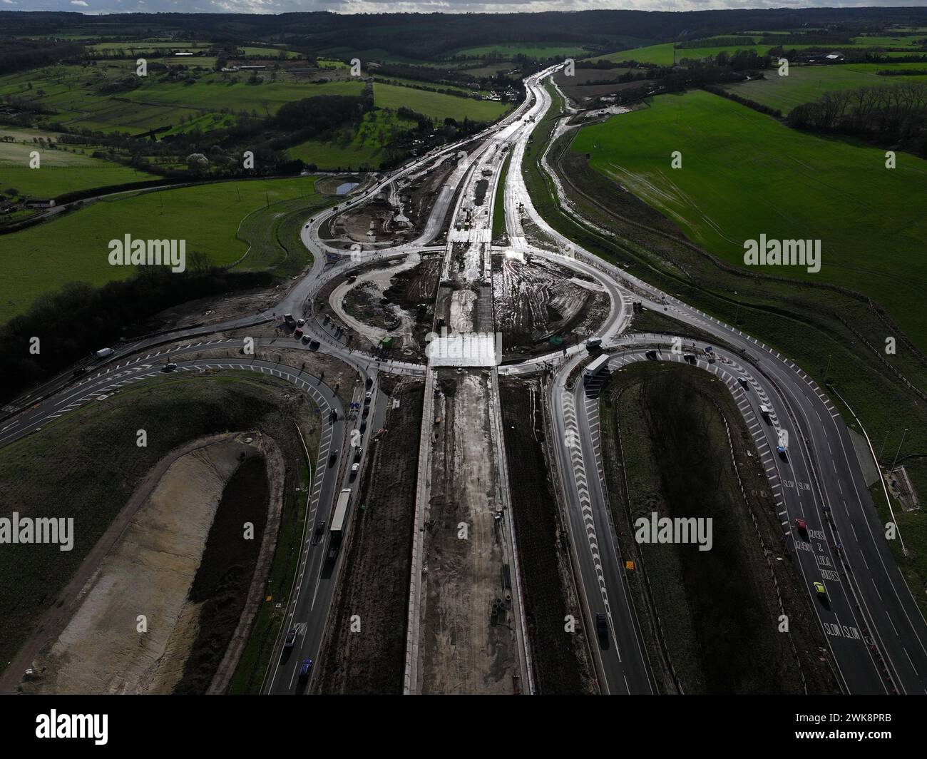Sittingbourne, Kent, UK - 18 Feb 2024 Work continues on the M2 junction ...