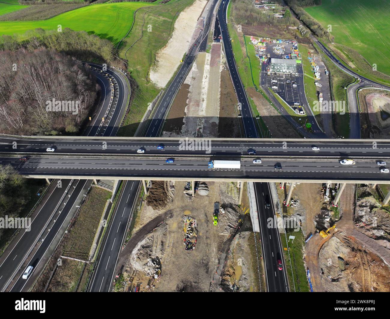 Sittingbourne, Kent, UK - 18 Feb 2024 Work continues on the M2 junction ...