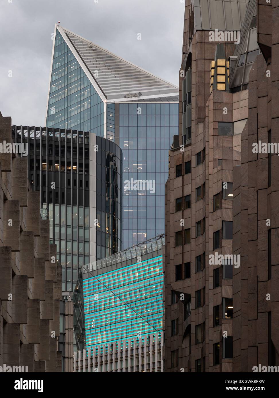 London, UK - Feb 15, 2024 - Architectural design of The Scalpel and Different building on ...